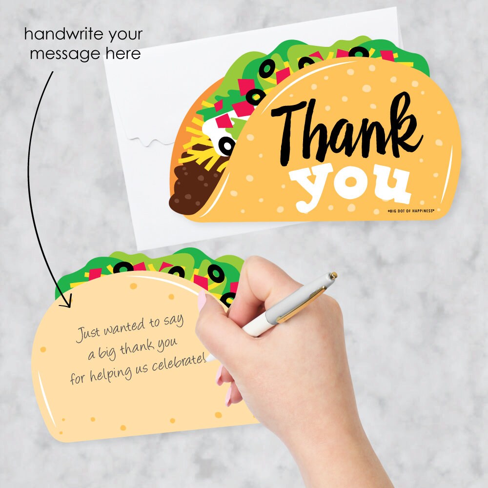 Taco ‘bout Fun - Shaped Thank You Cards - Mexican Fiesta Thank You Note ...