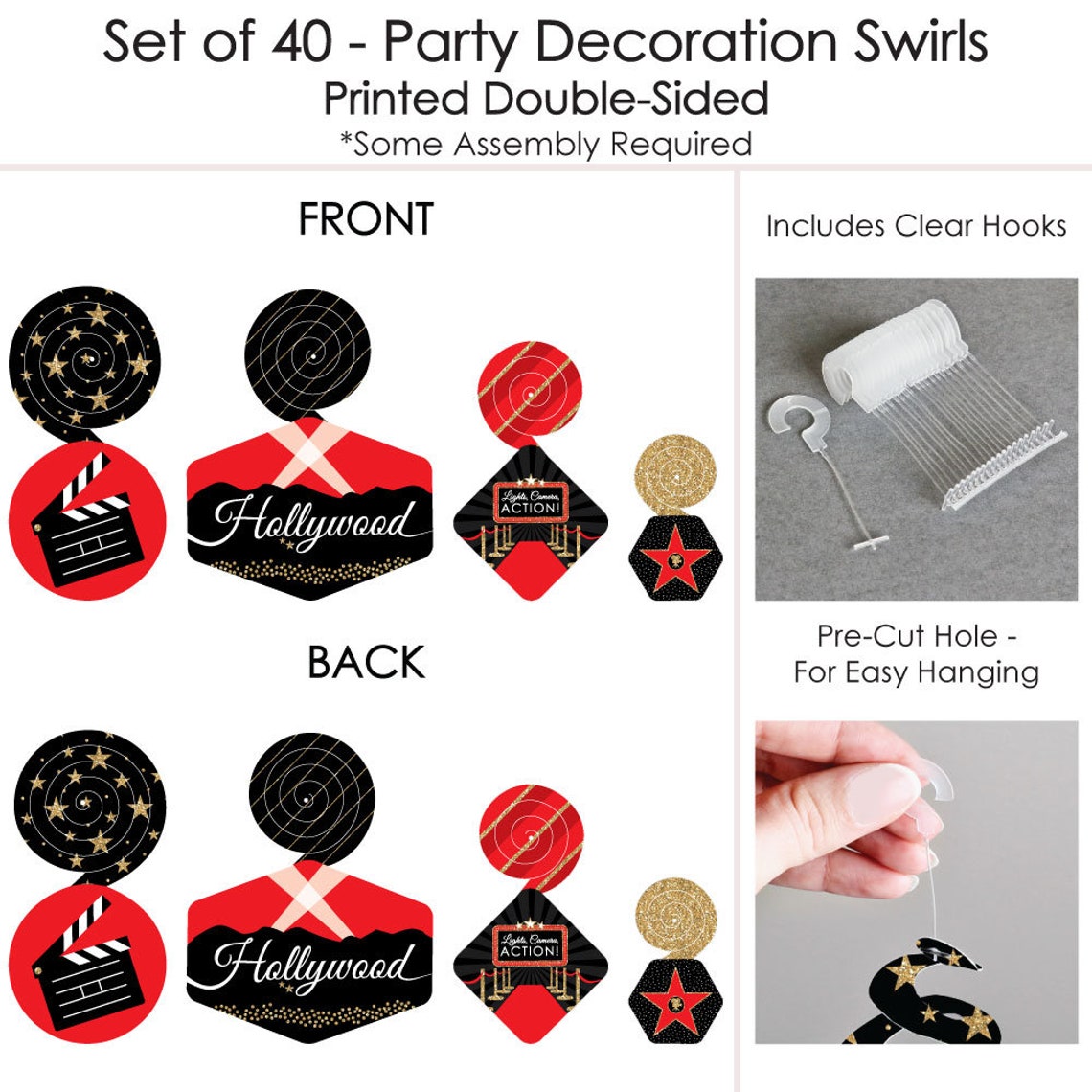 Red Carpet Hollywood Movie Night Party Hanging Decor Party | Etsy