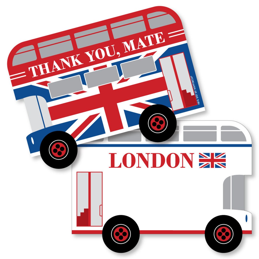 Cheerio, London - Shaped Thank You Cards - British UK Party Thank You ...