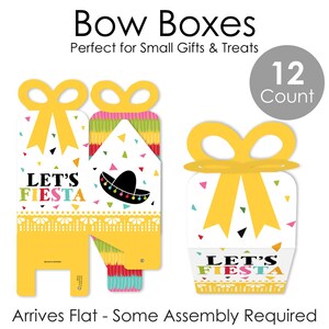 Let’s Fiesta - Square Favor Gift Boxes - Mexican Fiesta Bow Boxes - Set ...