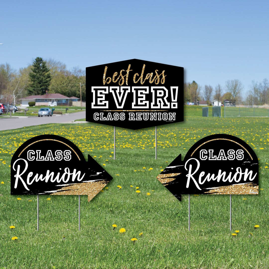 Reunited - School Class Reunion Party Yard Sign With Stakes - Double ...