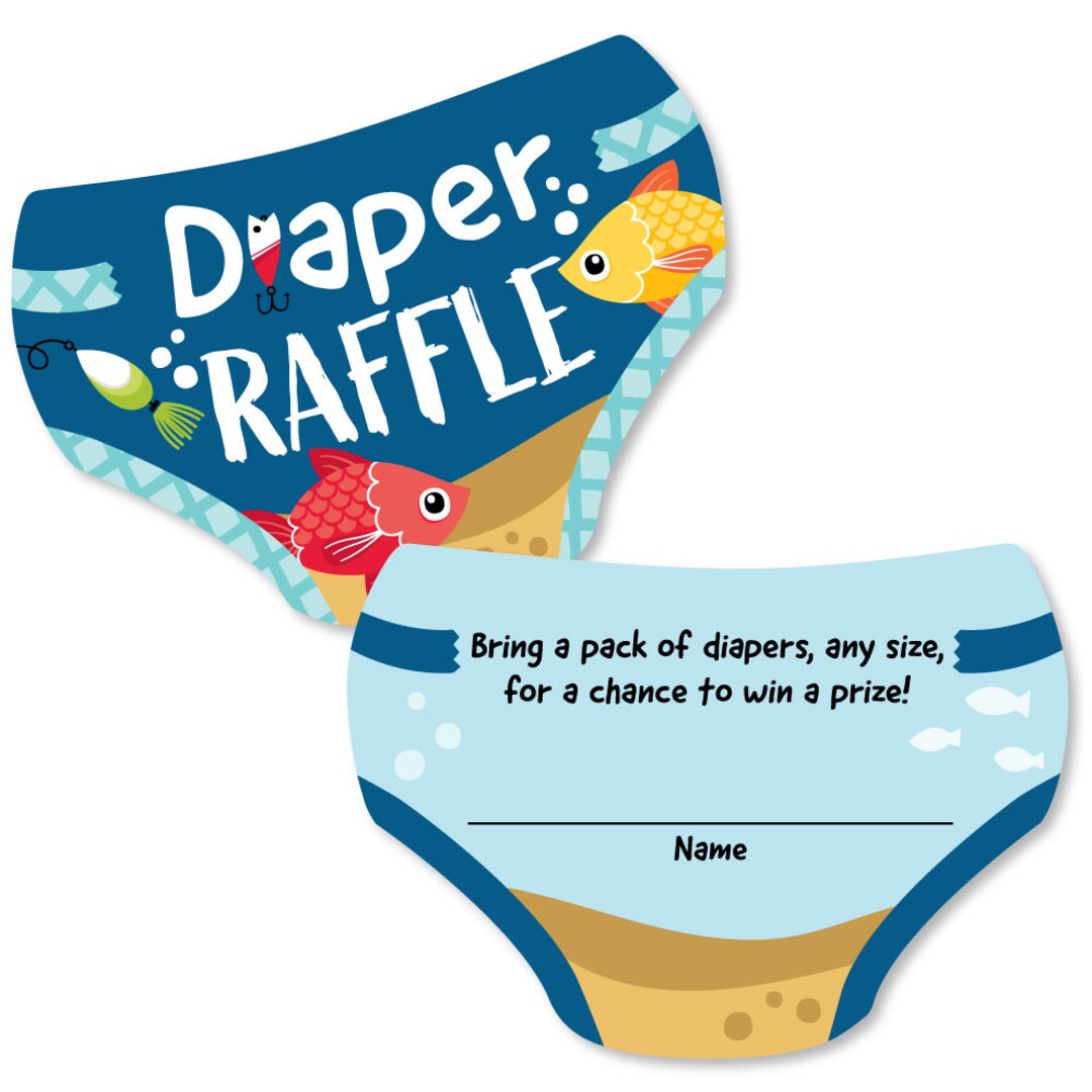 Let’s Go Fishing - Diaper Shaped Raffle Ticket Inserts - Fish Themed ...