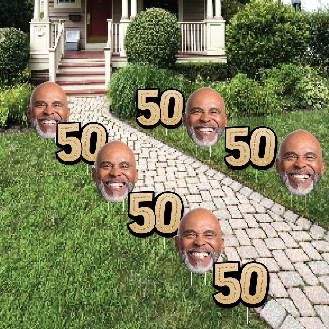 Custom Photo 50th Birthday Outdoor Decor, Personalized Lawn Ornaments ...