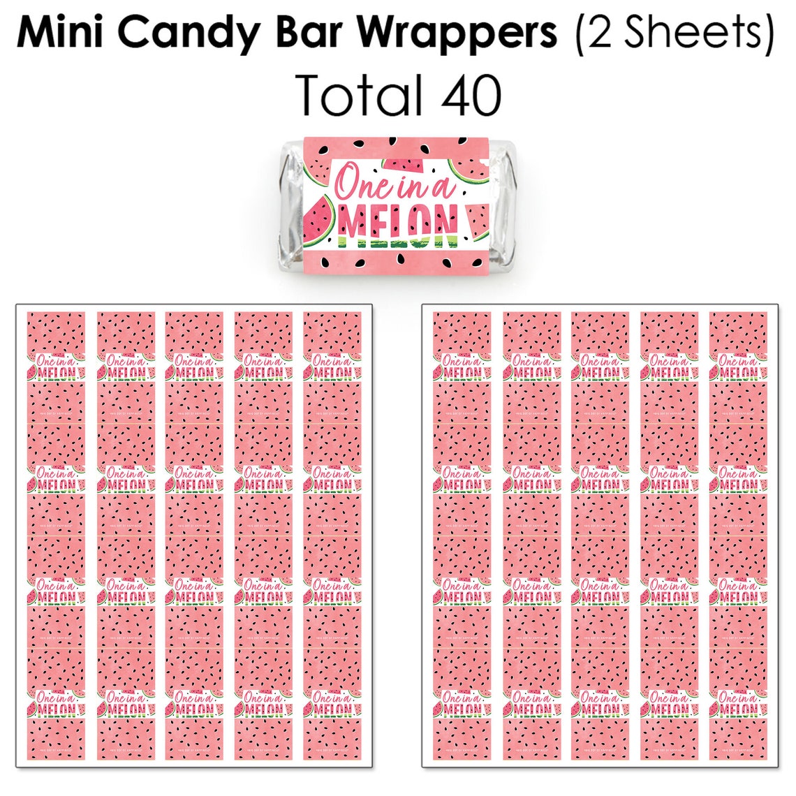 Sweet Watermelon Mini Candy Bar Wrappers Round Candy - Etsy
