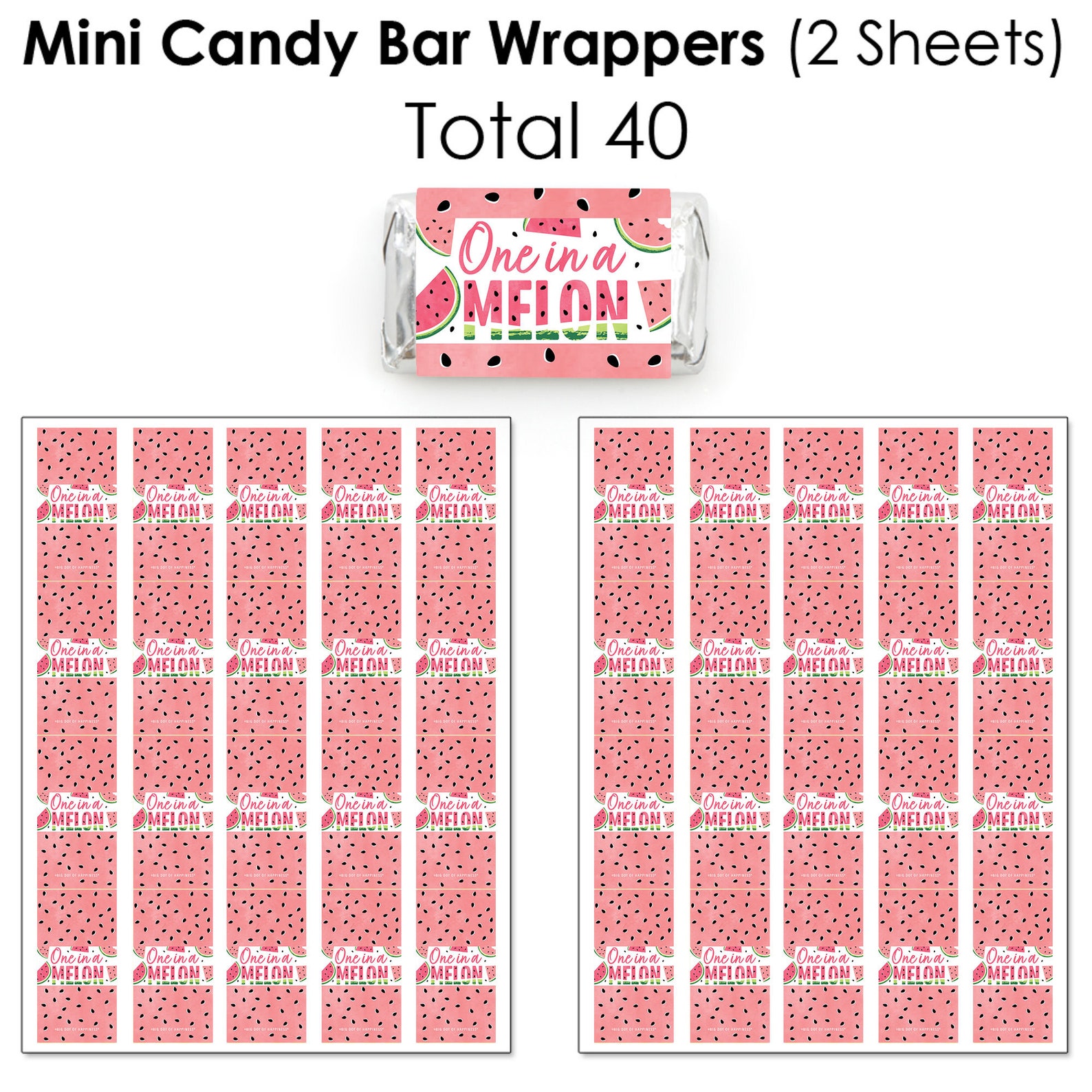 Sweet Watermelon Mini Candy Bar Wrappers Round Candy - Etsy