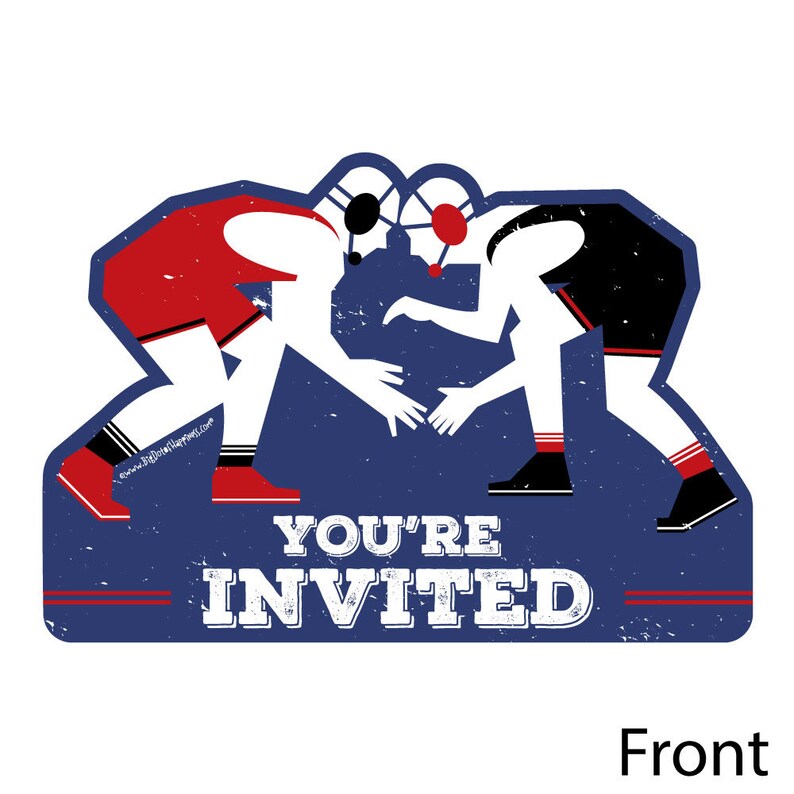 Own the Mat - Wrestling - Shaped Fill-in Birthday Invitations ...