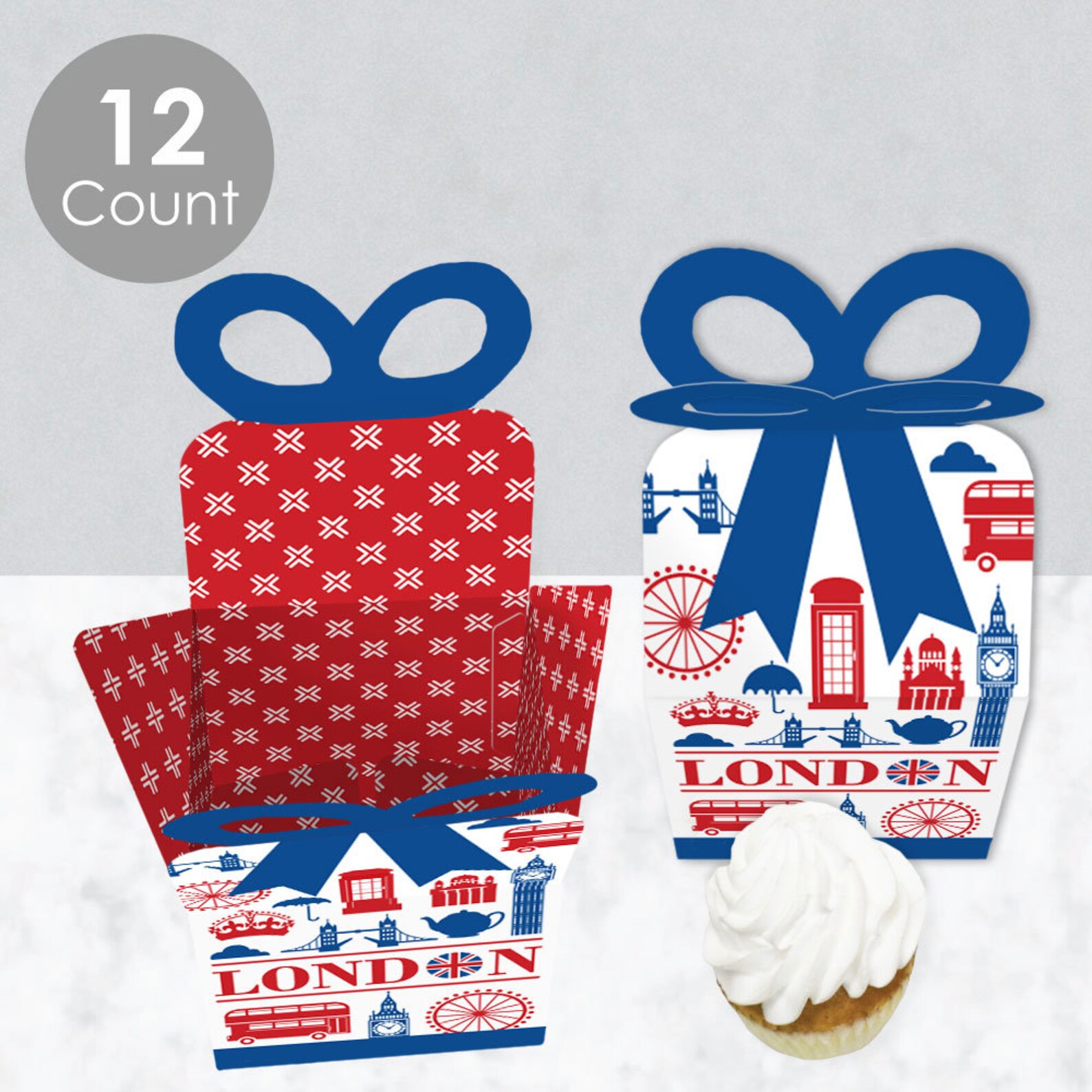 Cheerio, London - Square Favor Gift Boxes - British UK Party Bow Boxes ...