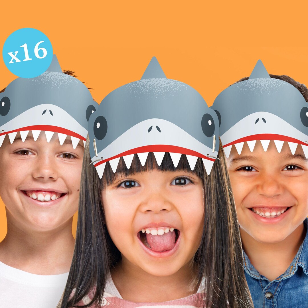 Shark Party Paper Crowns, Jawesome Shark Bite Headbands for Kids Summer ...