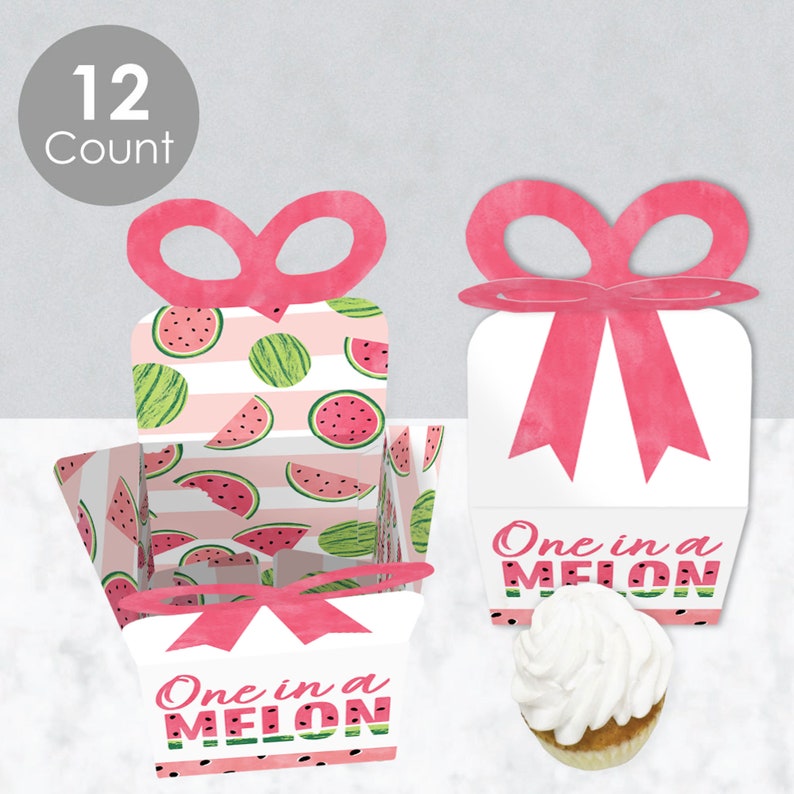 Sweet Watermelon - Square Favor Gift Boxes - Fruit Party Bow Boxes ...