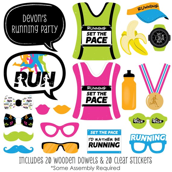 Set The Pace - Running - Photo Booth Props - Track Party Photo Booth ...