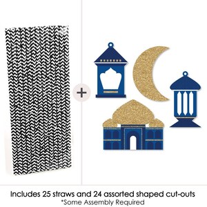 Ramadan - Die-cut Straw Decorations - Eid Mubarak Paper Cut-outs ...