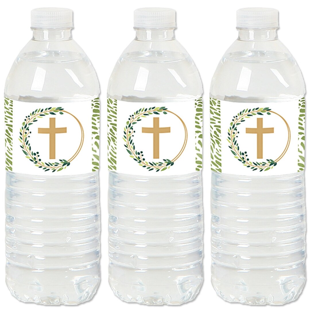 Elegant Cross - Religious Party Water Bottle Sticker Labels ...