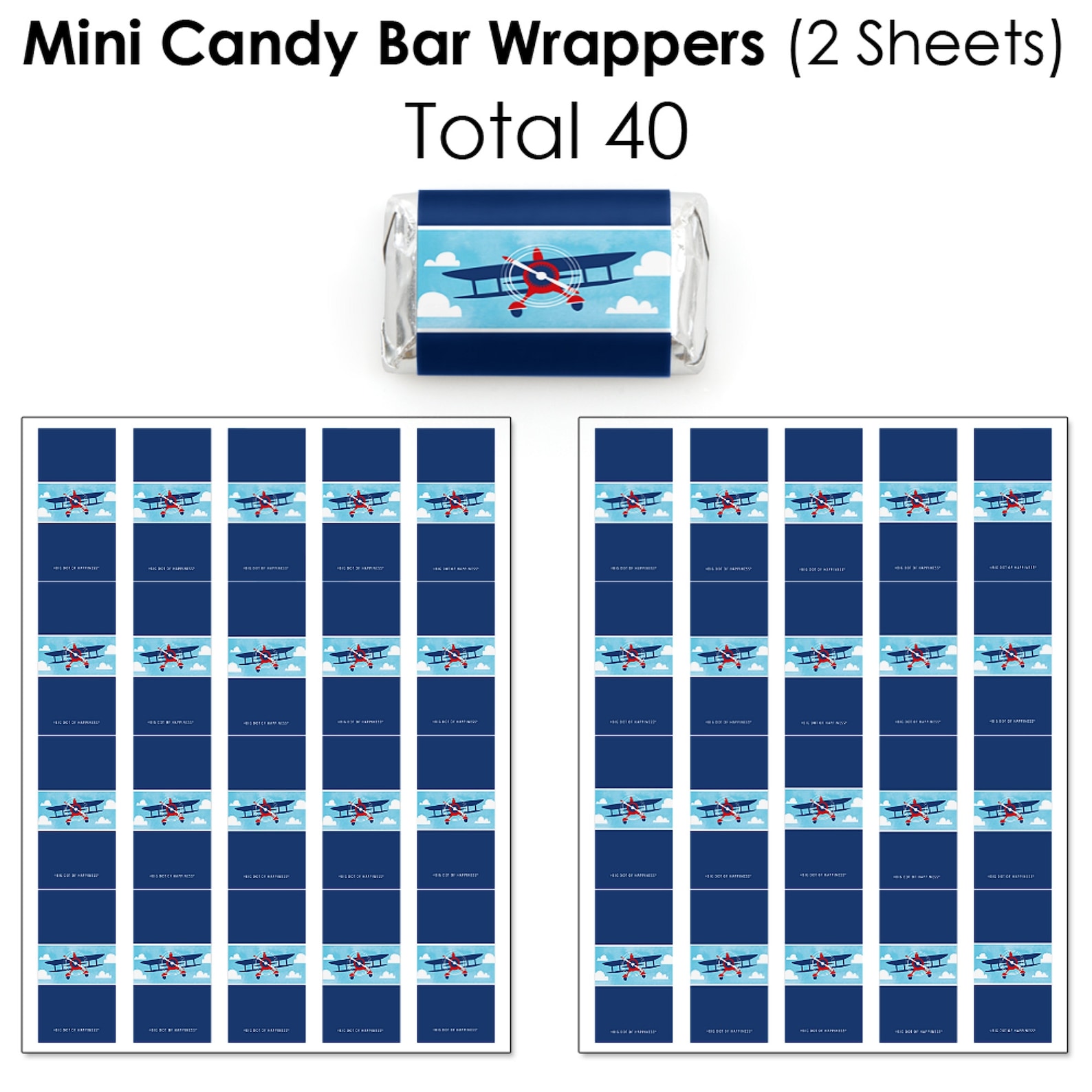 Taking Flight Airplane Mini Candy Bar Wrappers Round - Etsy