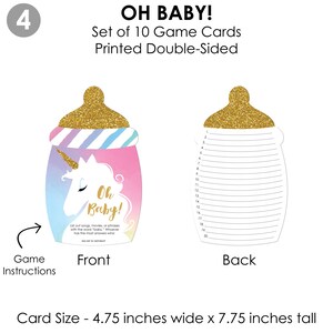 Rainbow Unicorn - 4 Magical Unicorn Baby Shower Games - 10 Cards Each ...
