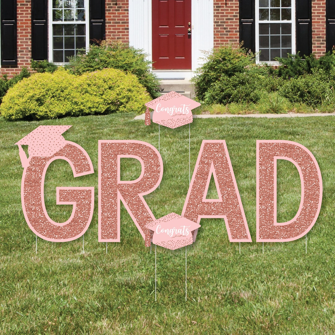 Rose Gold Grad - Yard Sign Outdoor Lawn Decorations - Graduation Party ...