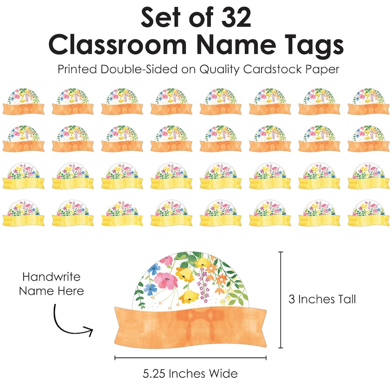 Spring Flowers - DIY Blank Paper Desk or Locker Labels - Classroom Name ...