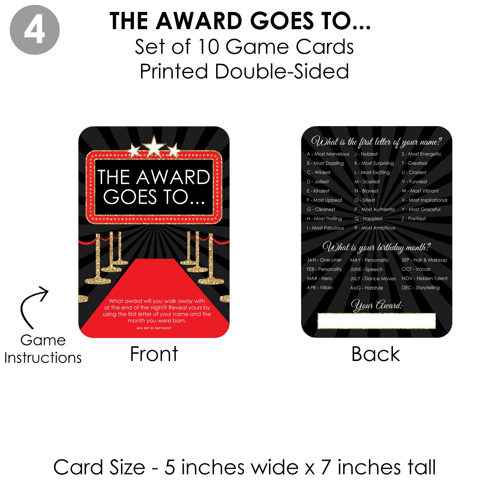 Red Carpet - 4 Movie Night Party Games - 10 Cards Each - Gamerific ...