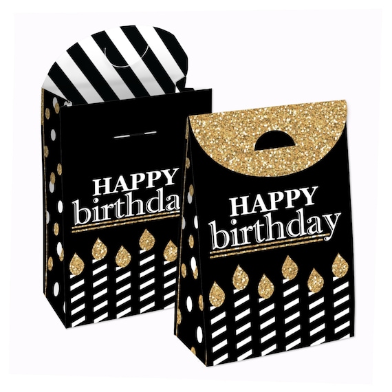 Adult Happy Birthday - Gold - Birthday Gift Favor Box - Party Goodie ...