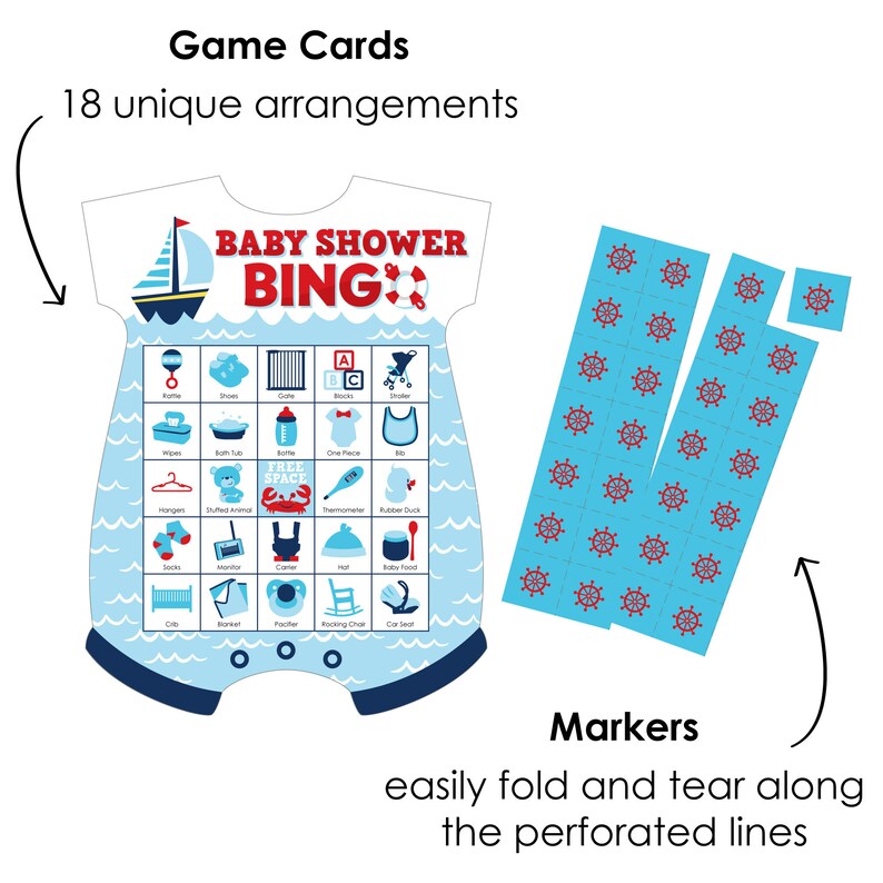 Ahoy It’s a Boy - Picture Bingo Cards and Markers - Nautical Baby ...