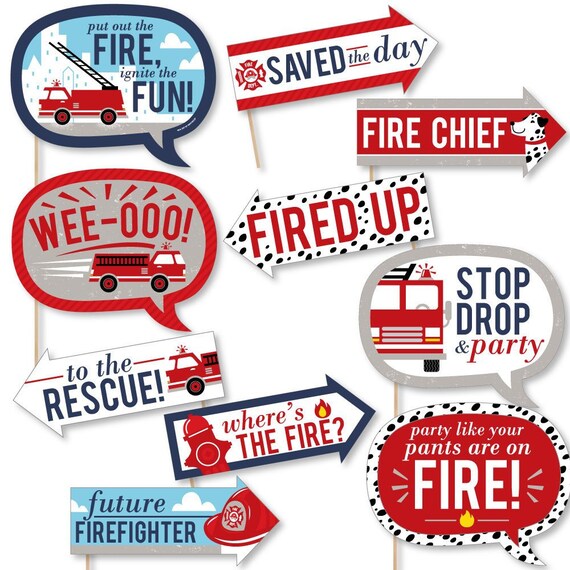 Funny Fired Up Fire Truck Photo Props - Firefighter Firetruck Photo ...