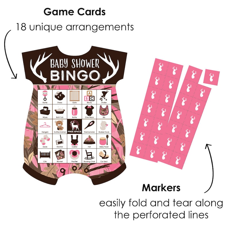 Gone Hunting - Picture Bingo Cards and Markers - Deer Hunting Camo Baby ...
