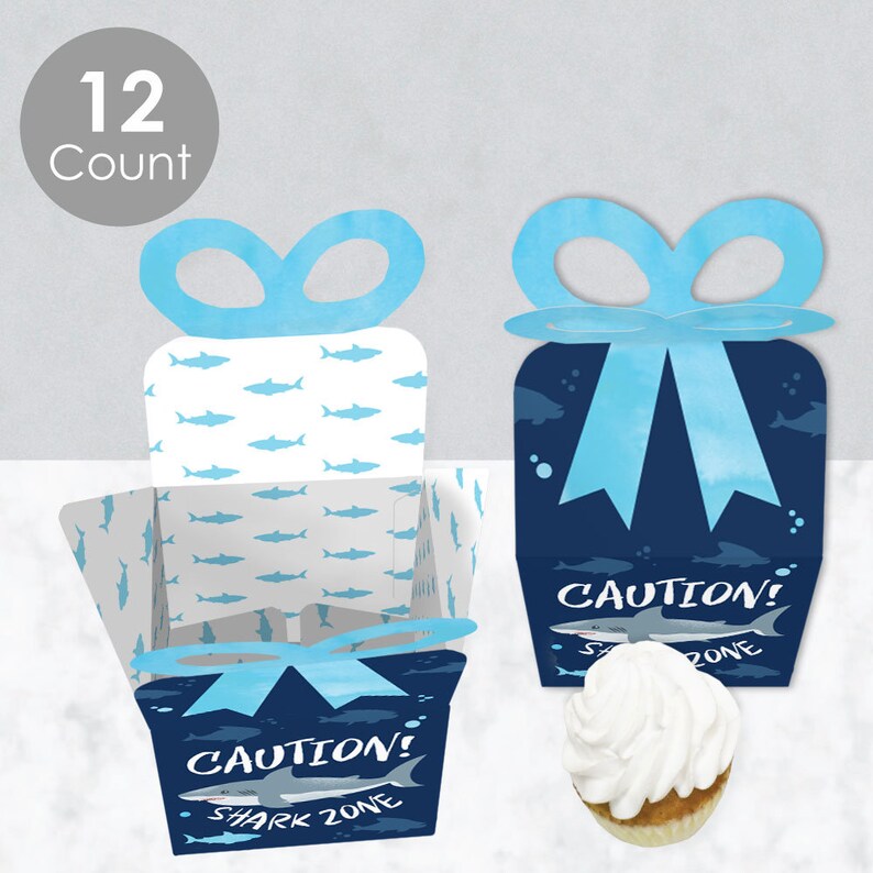 Shark Zone Square Favor Gift Boxes Jawsome Shark Party or | Etsy