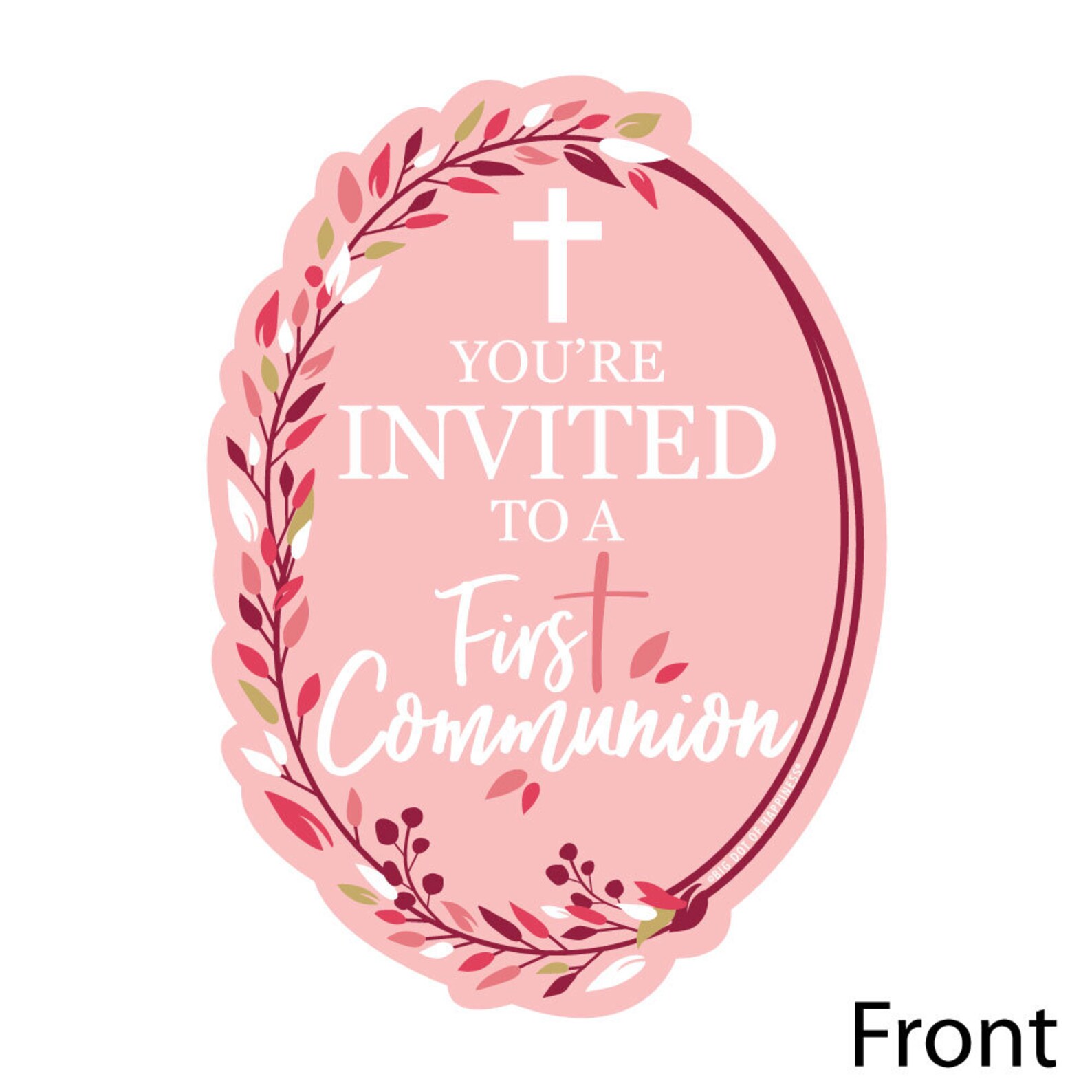 First Communion Pink Elegant Cross Shaped Fill-in Invites | Etsy
