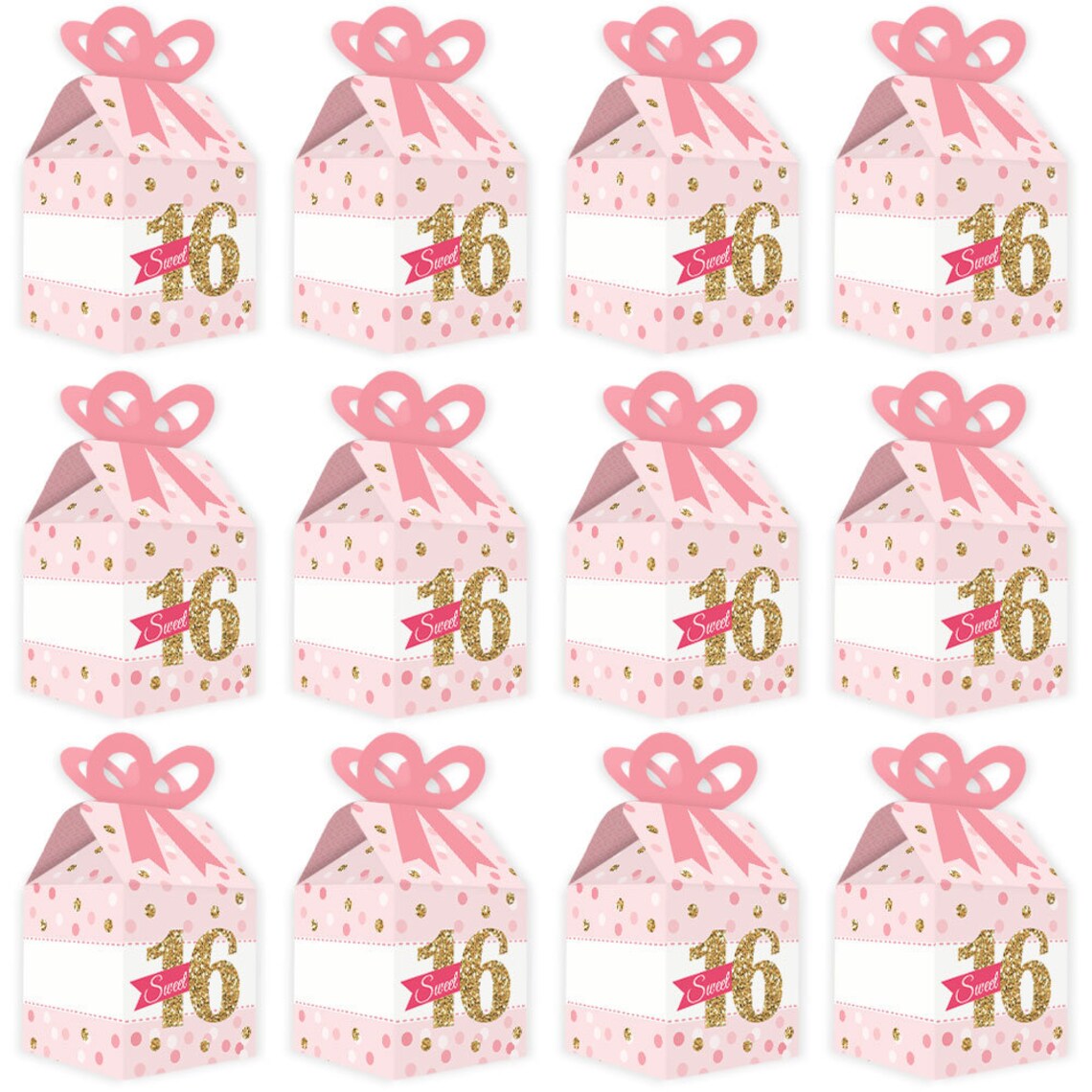 Sweet 16 Square Favor Gift Boxes 16th Birthday Party Bow | Etsy