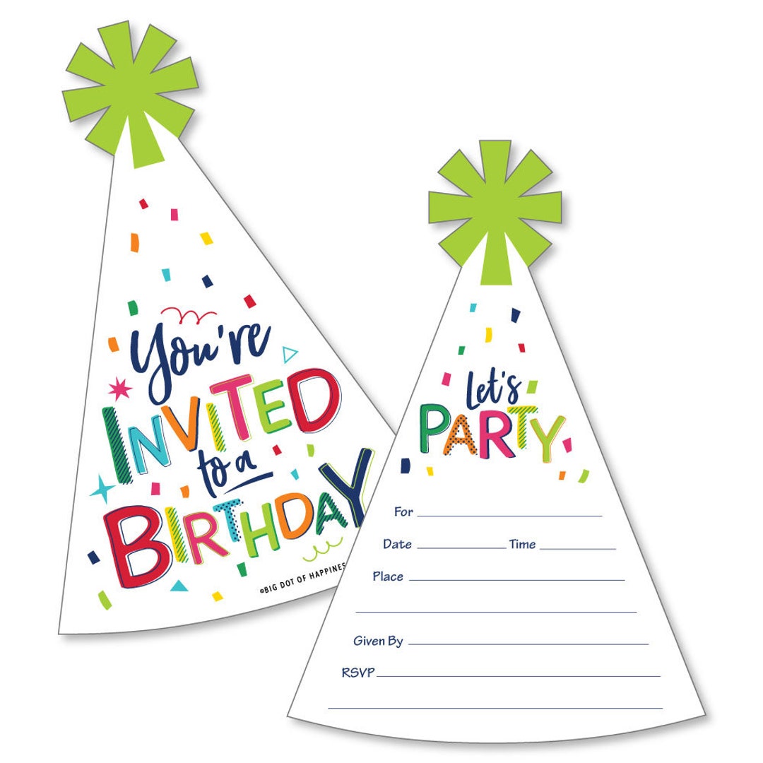 Cheerful Happy Birthday - Shaped Fill-in Invitations - Colorful ...