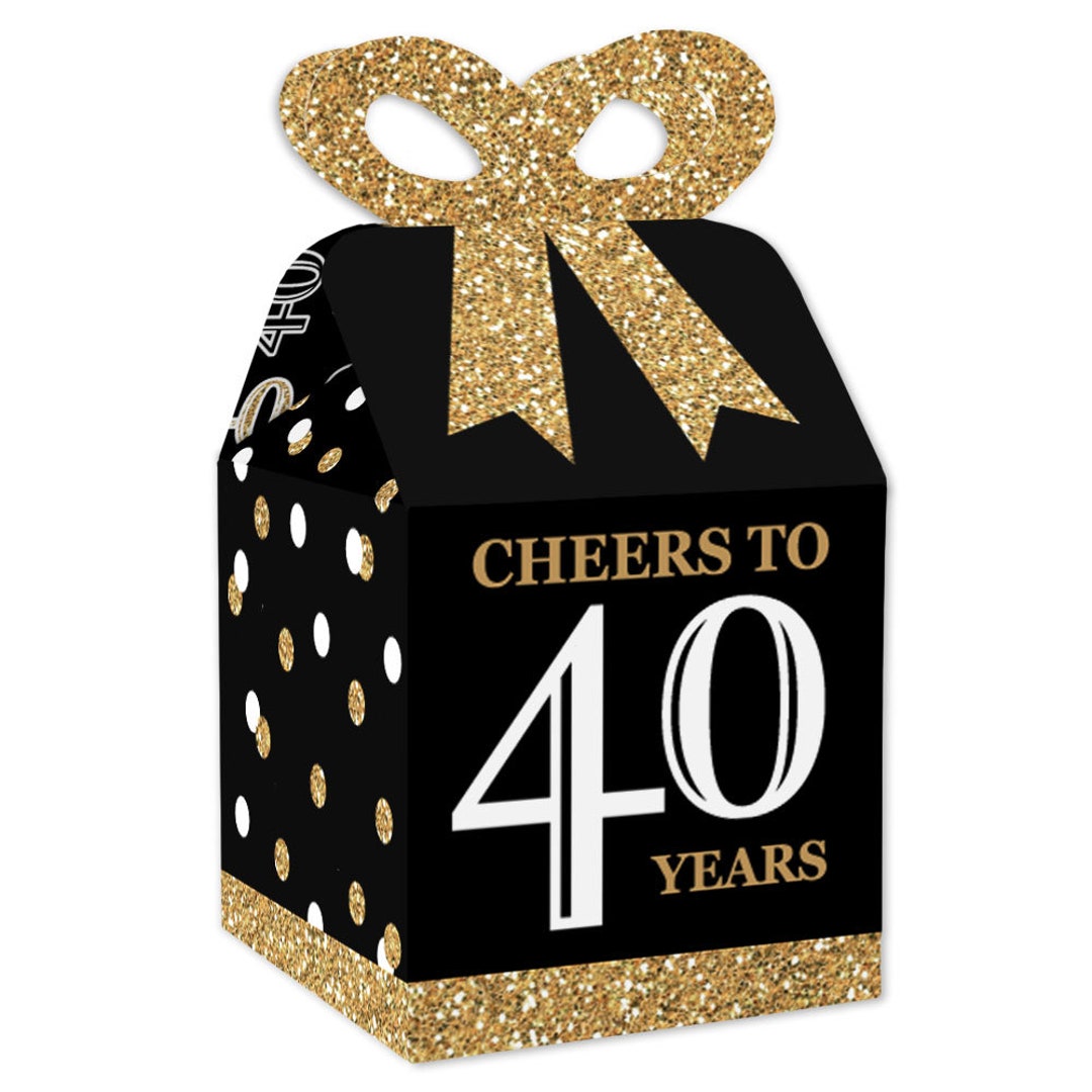 Adult 40th Birthday - Gold - Square Favor Gift Boxes - Birthday Party ...