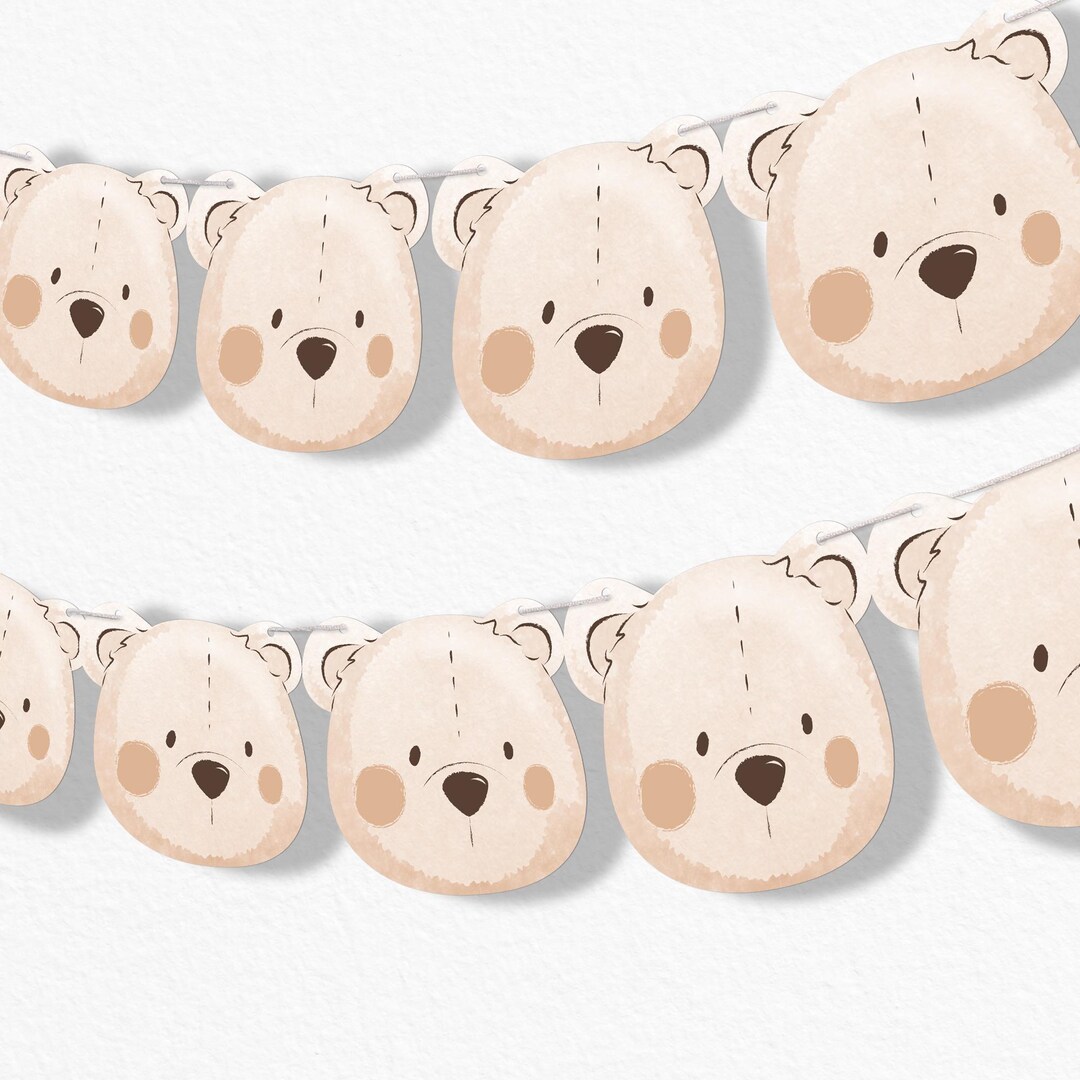 Teddy Bear Garland Banner, We Can Bearly Wait Baby Shower Decorations ...
