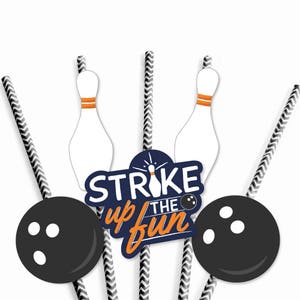 Strike up the Fun - Bowling - Die-cut Straw Decorations - Bowling Party ...