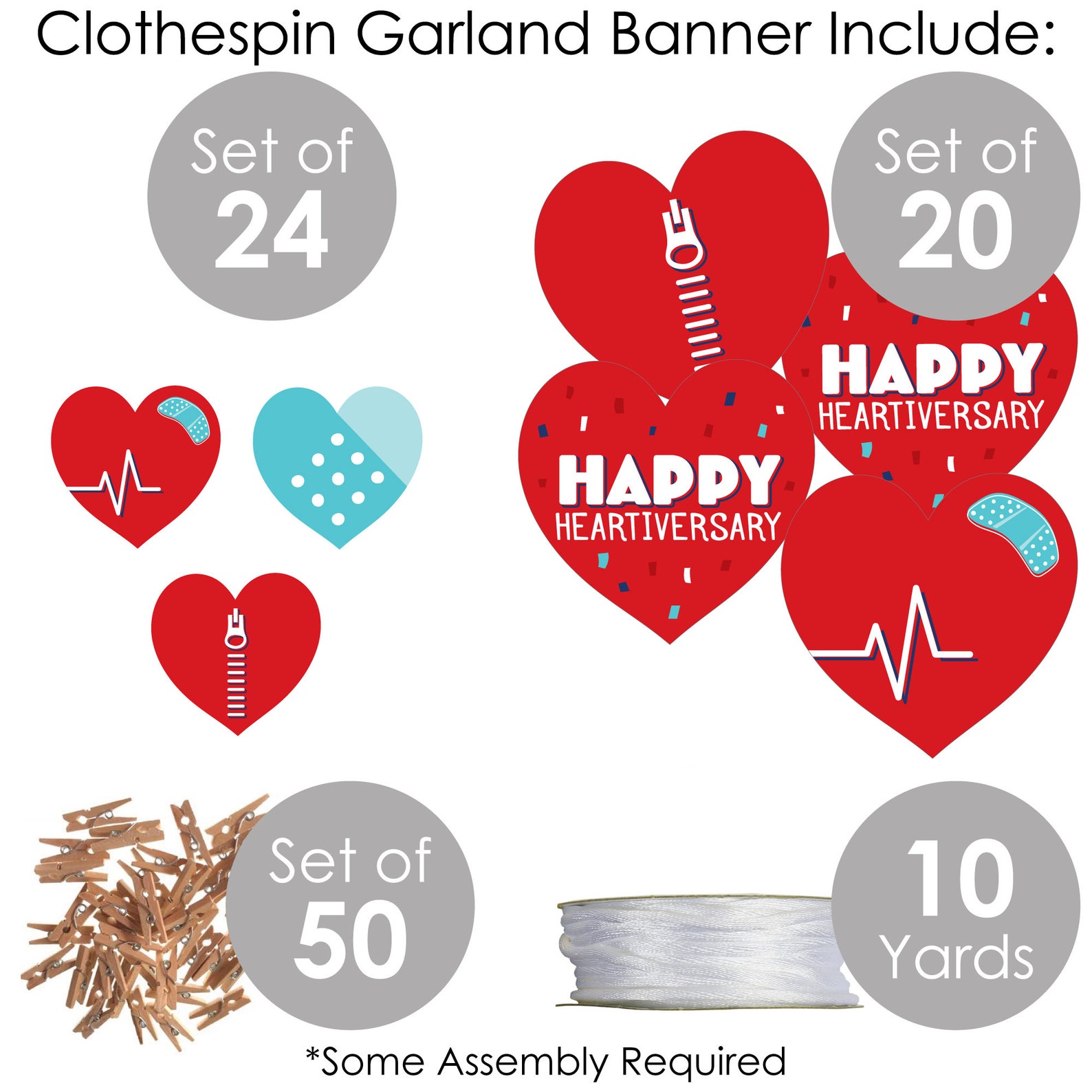Happy Heartiversary - CHD Awareness DIY Decorations - Clothespin ...