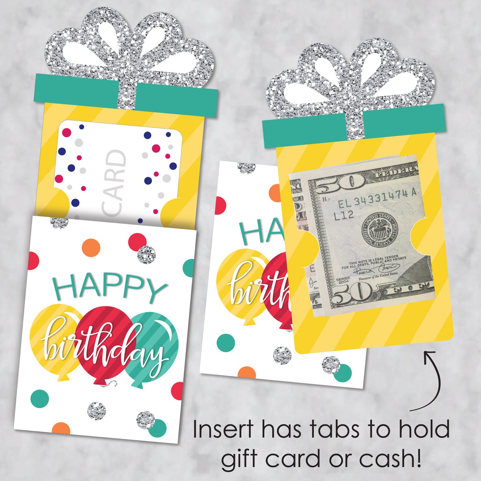 Colorful Happy Birthday Birthday Party Money and Gift Card - Etsy