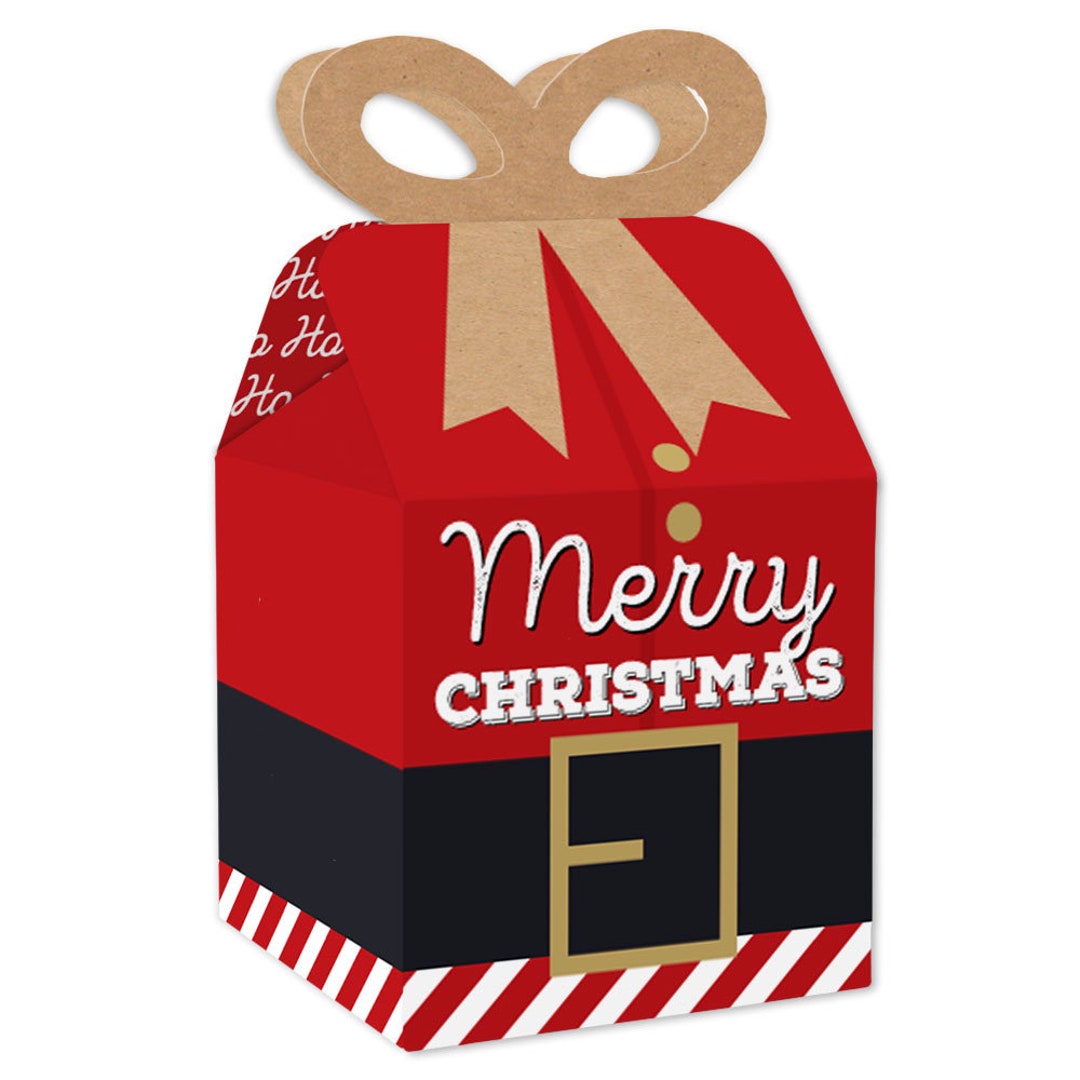 Jolly Santa Claus - Square Favor Gift Boxes - Christmas Party Bow Boxes ...