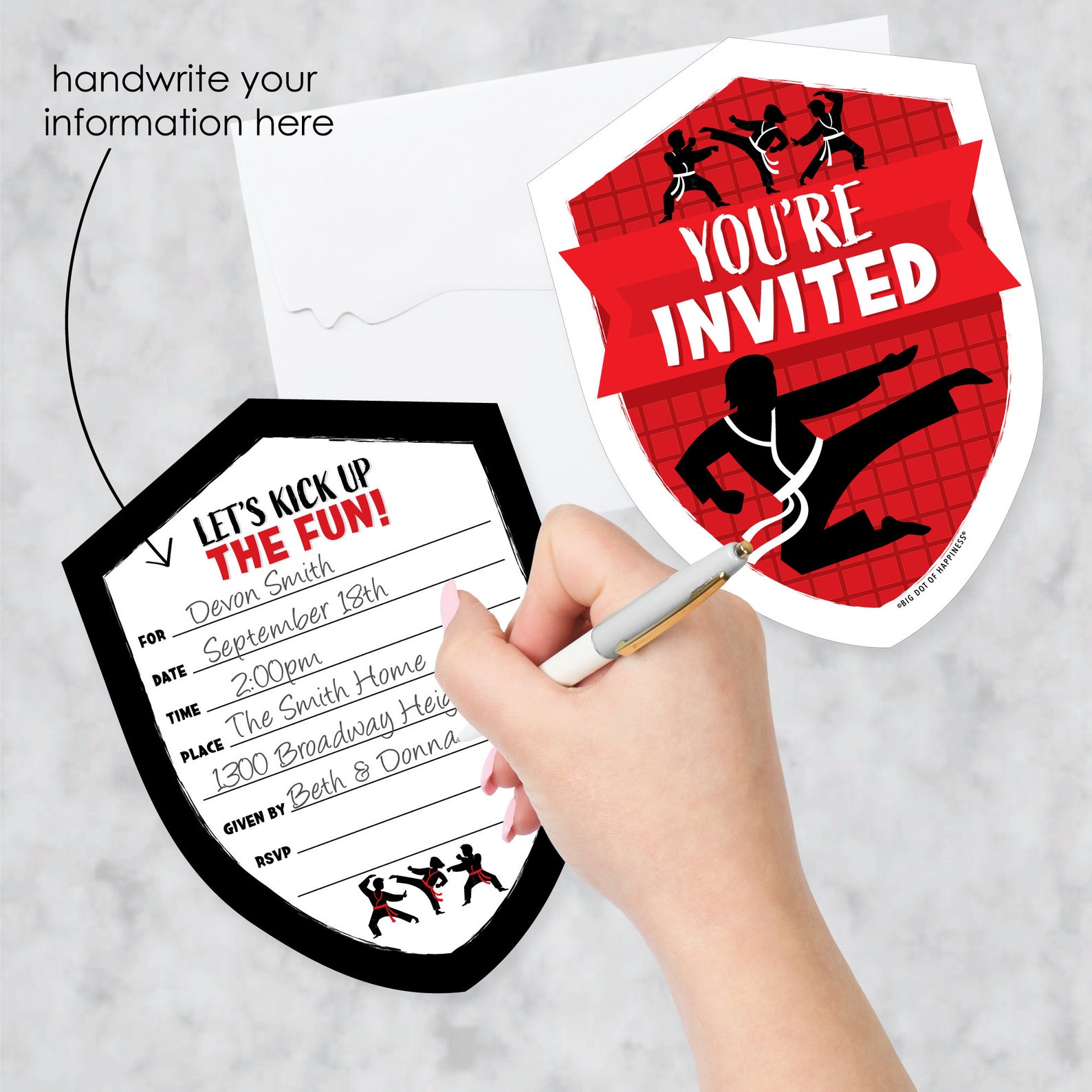Karate Master Shaped Fill-in Invitations Martial Arts | Etsy