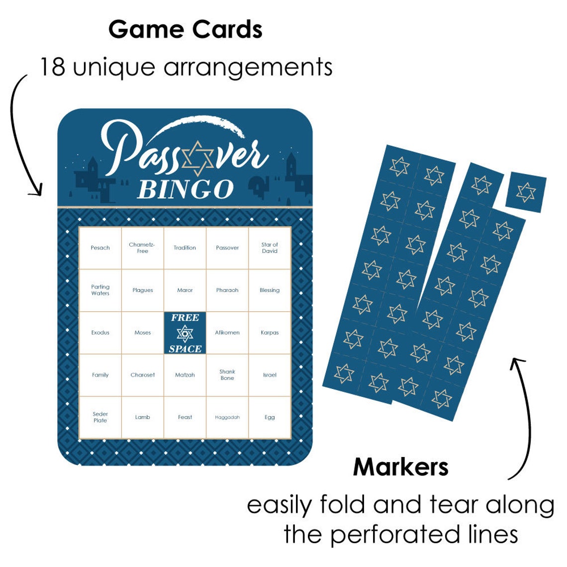 Happy Passover Bingo Cards and Markers Pesach Jewish - Etsy