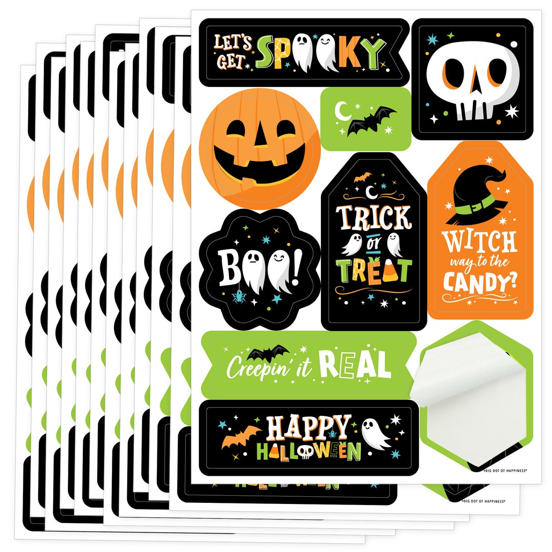 Jack-o'-lantern Halloween - Kids Halloween Party Favor Sticker Set - 12 ...