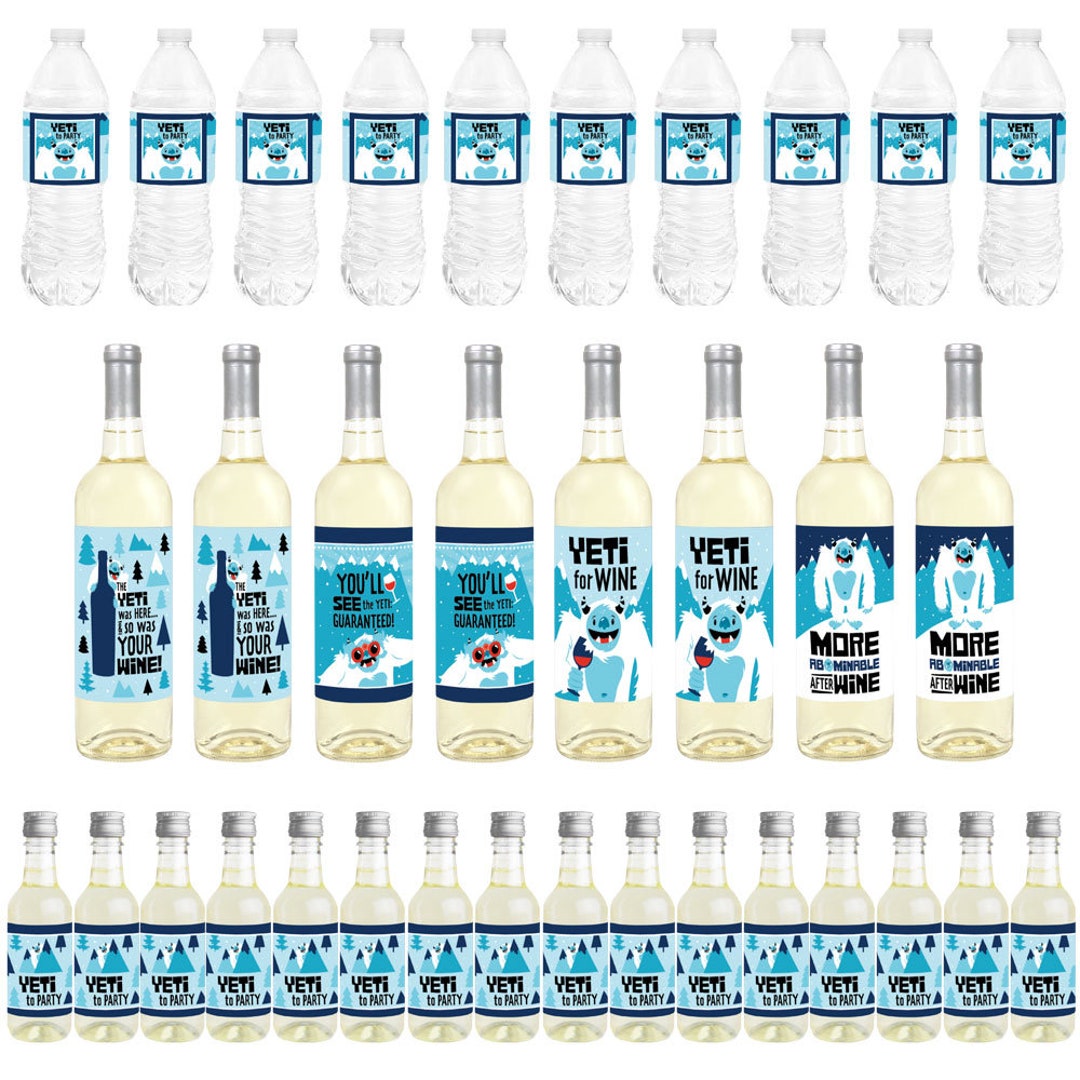 Yeti to Party Mini Wine Wine Bottle and Water Bottle Labels - Etsy