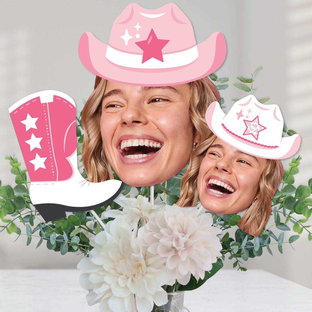 Custom Photo Last Rodeo - Pink Cowgirl Bachelorette Party Centerpiece ...