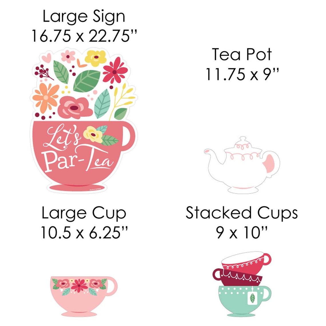 Floral Lets Par-tea Yard Sign and Outdoor Lawn Decorations - Etsy