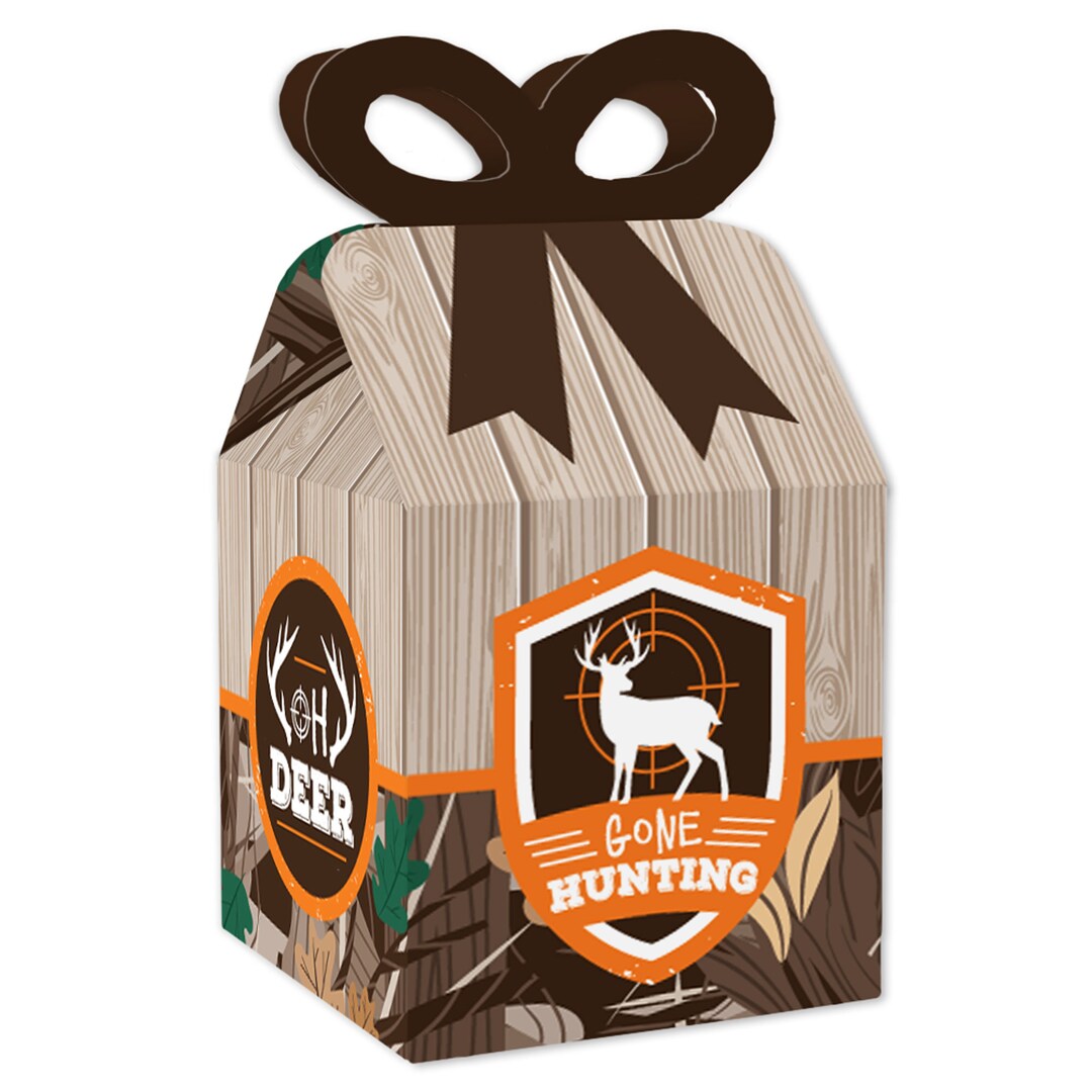 Gone Hunting - Square Favor Gift Boxes - Deer Hunting Camo Baby Shower ...