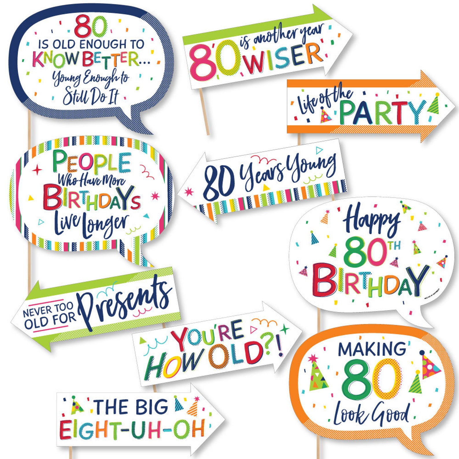 Funny 80th Birthday Cheerful Happy Birthday Colorful - Etsy