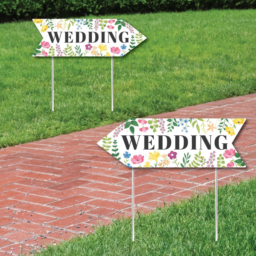 Wildflowers Wedding Signs - Boho Floral Wedding Sign Arrow - Double ...
