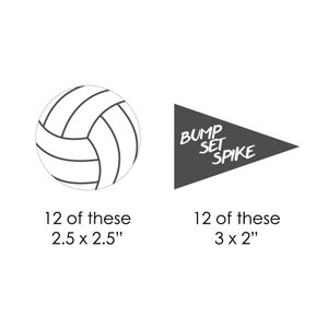 24 Pc. Small Bump, Set, Spike - Volleyball DIY Shaped Paper Cut Outs ...