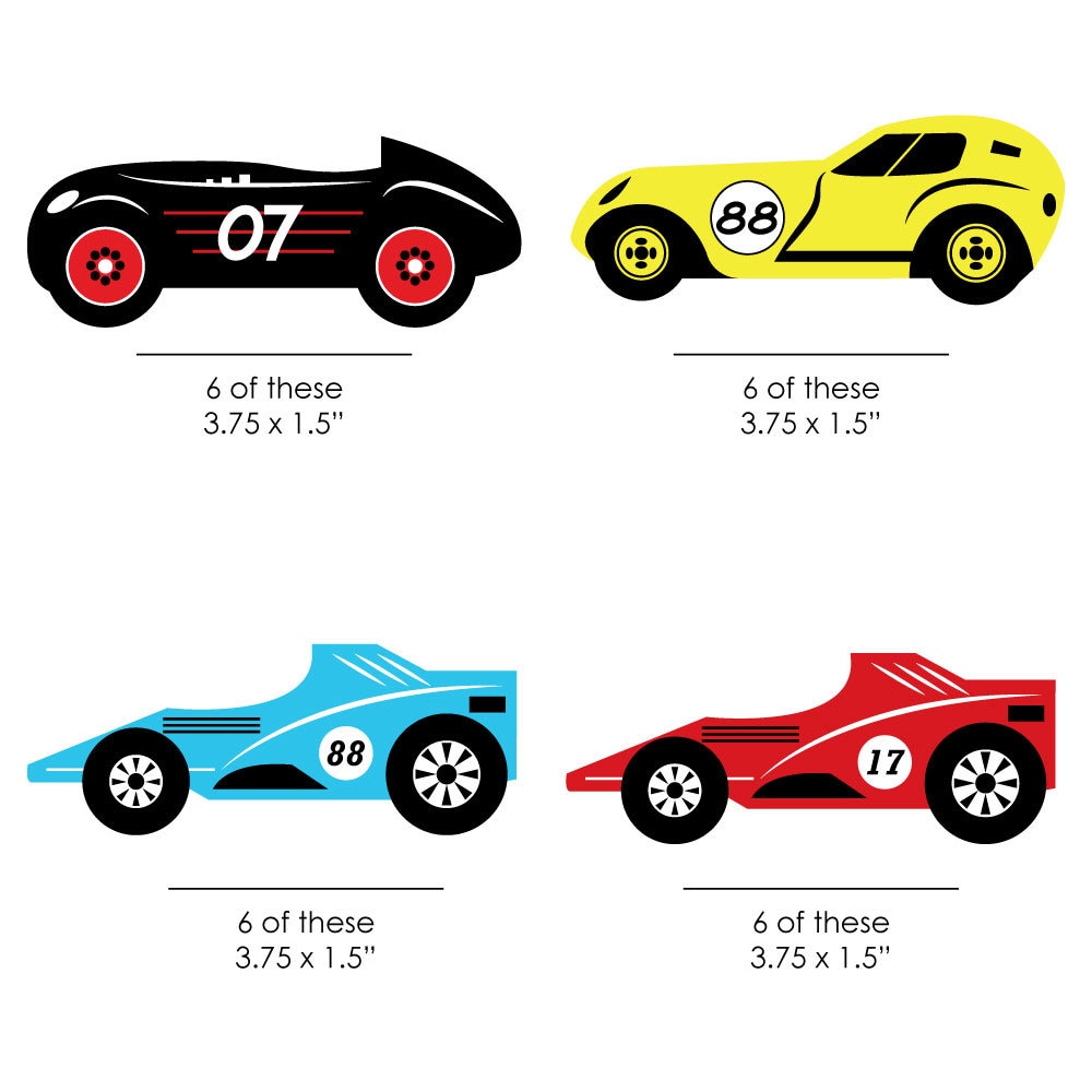 Let's Go Racing - Racecar DIY Shaped Paper Cut Outs - Race Car Birthday ...