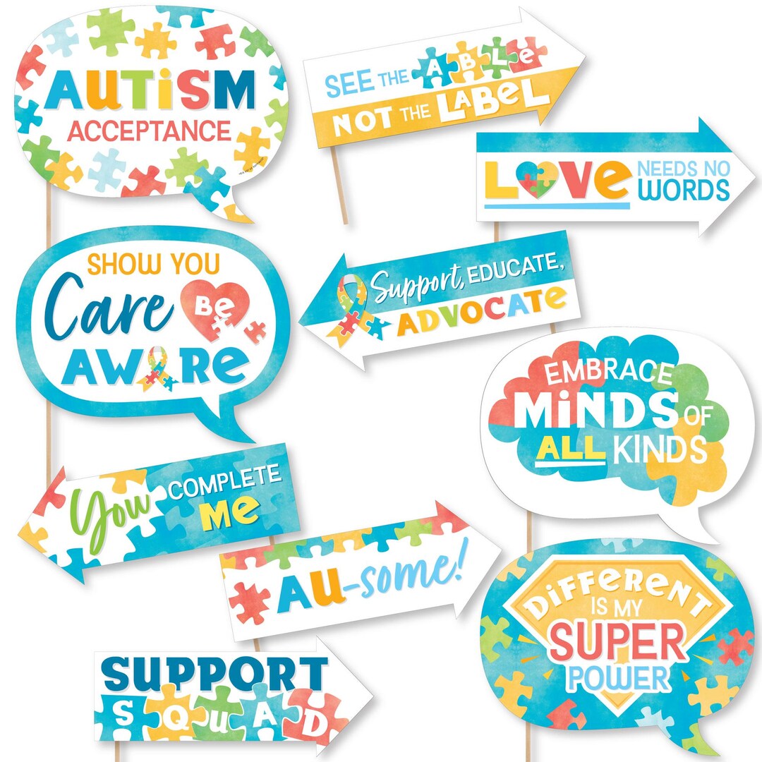 Autism Acceptance Photo Booth Props Kit - 10 Piece - Etsy