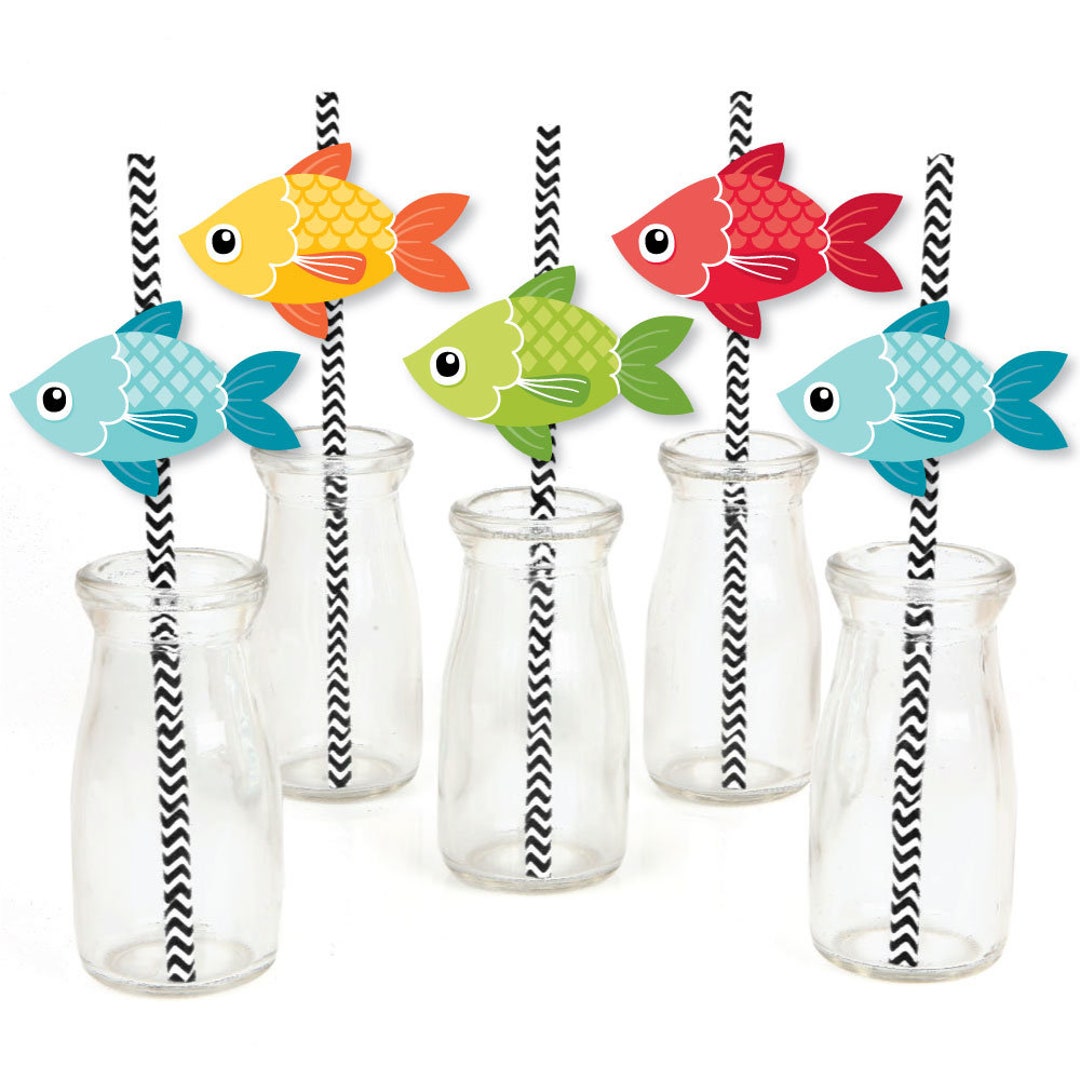 Let’s Go Fishing - Paper Straw Decor - Fish Themed Birthday Party or ...