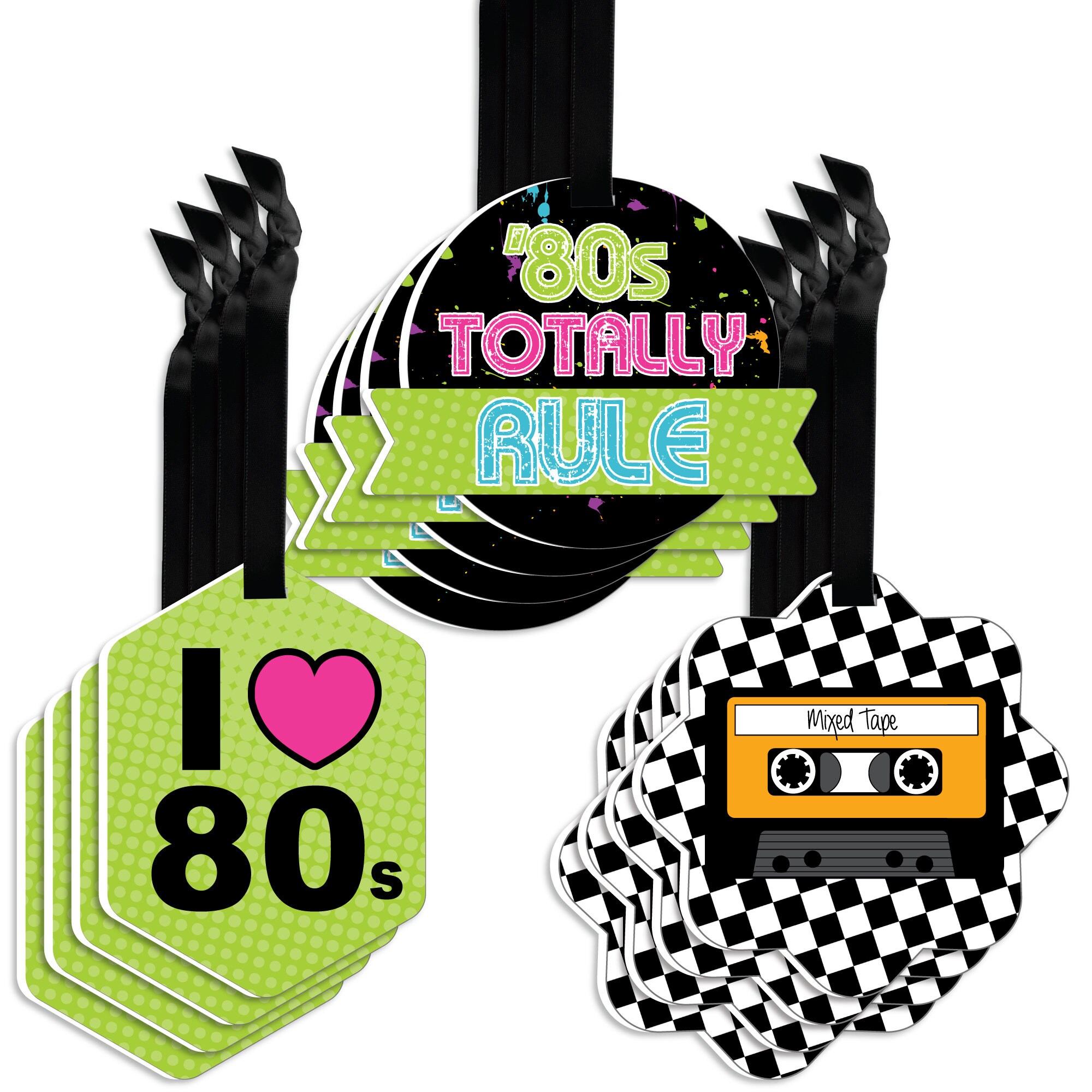 80s Retro Assorted Hanging Totally 1980s Party Favor Tags | Etsy