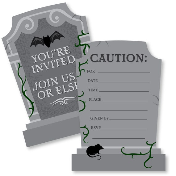 Creepy Cemetery - Shaped Fill-In Invitations - Spooky Halloween ...